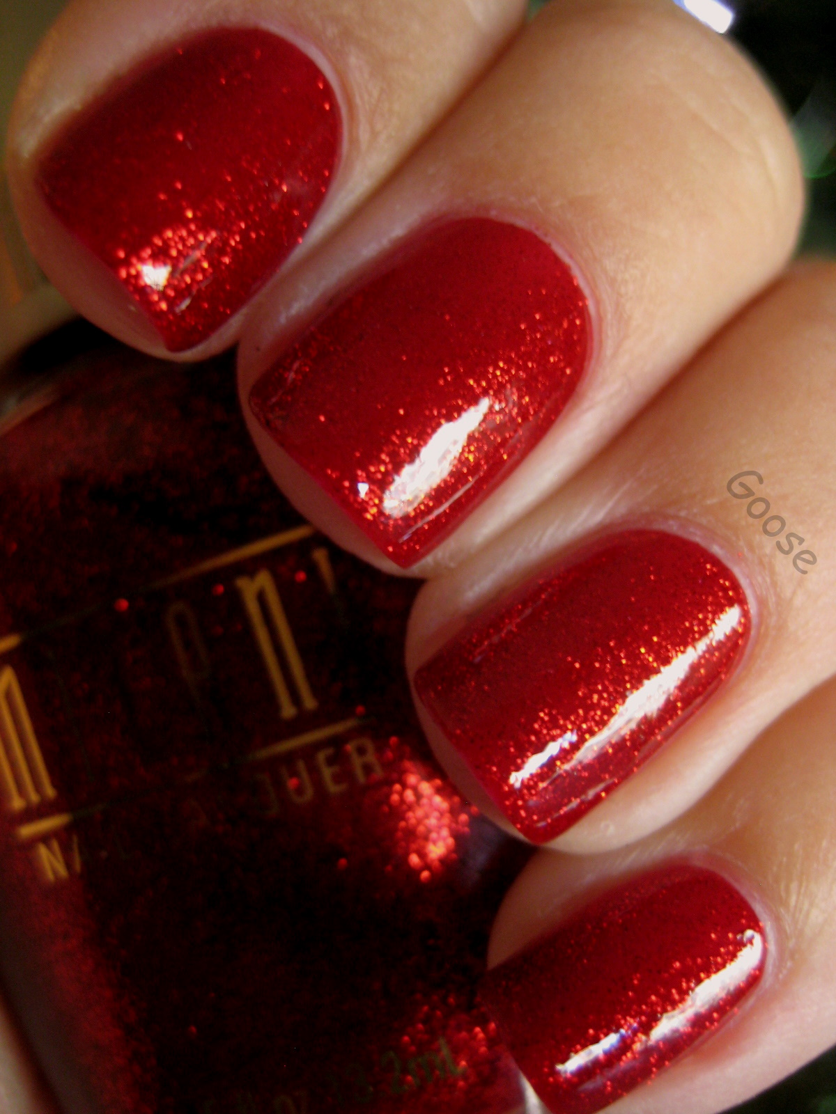 Goose's Glitter: Milani Ruby Jewels (China Glaze Ruby Pumps dupe)