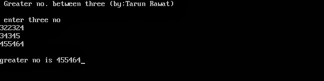 C Programming Greater Between Three Numbers