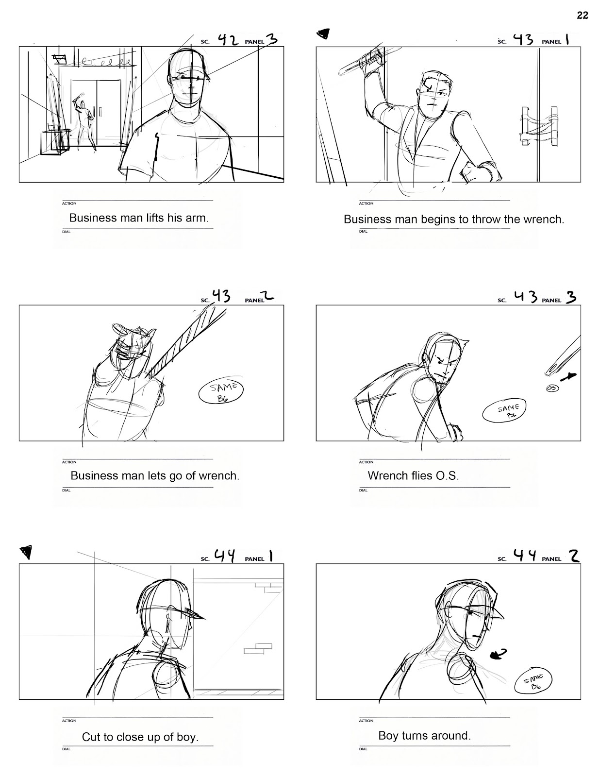 Amanda Becker's Portfolio: Hand to Hand Combat Storyboard