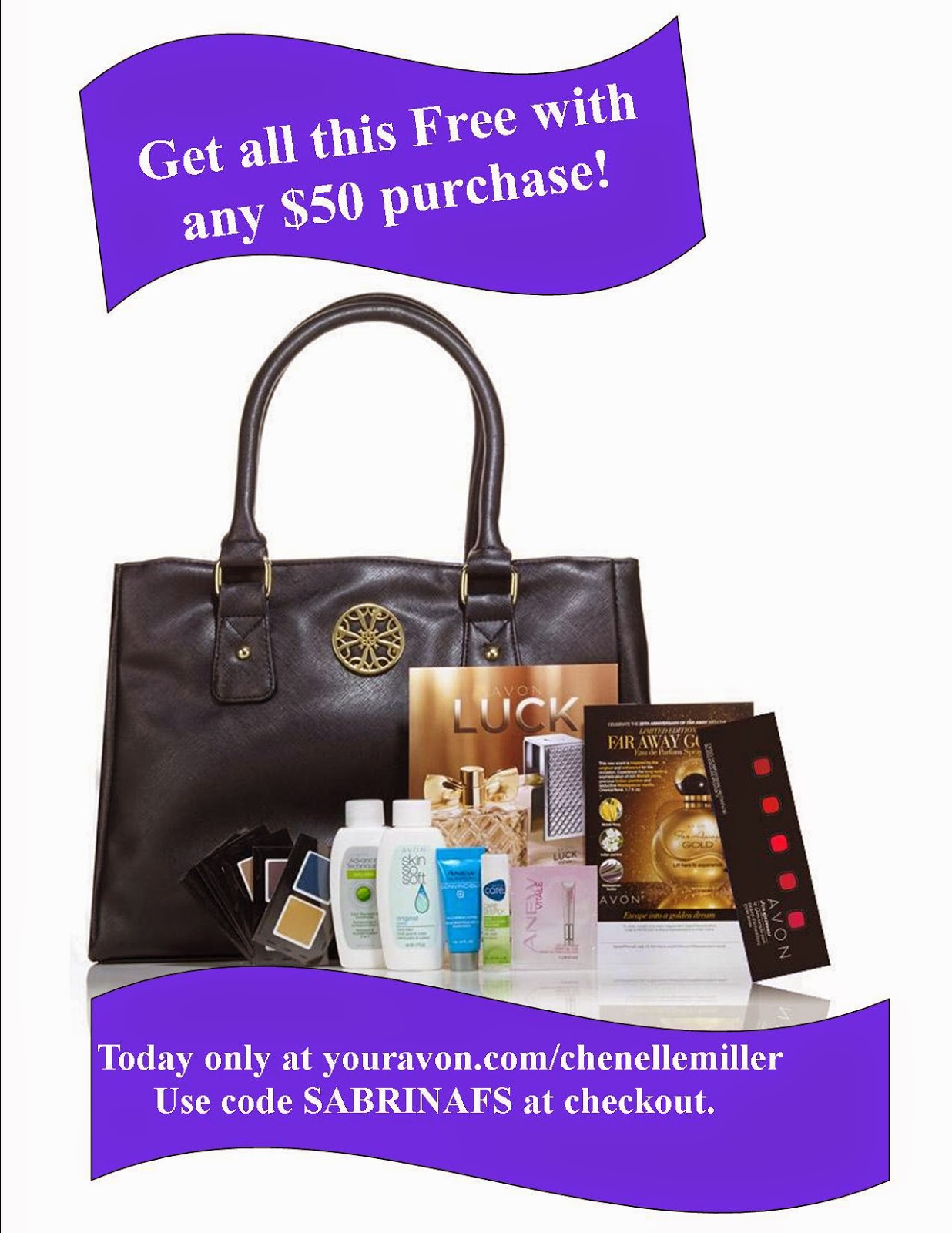 Free filled AVON Signature Sabrina bag with any $50 purchase! | Total ...