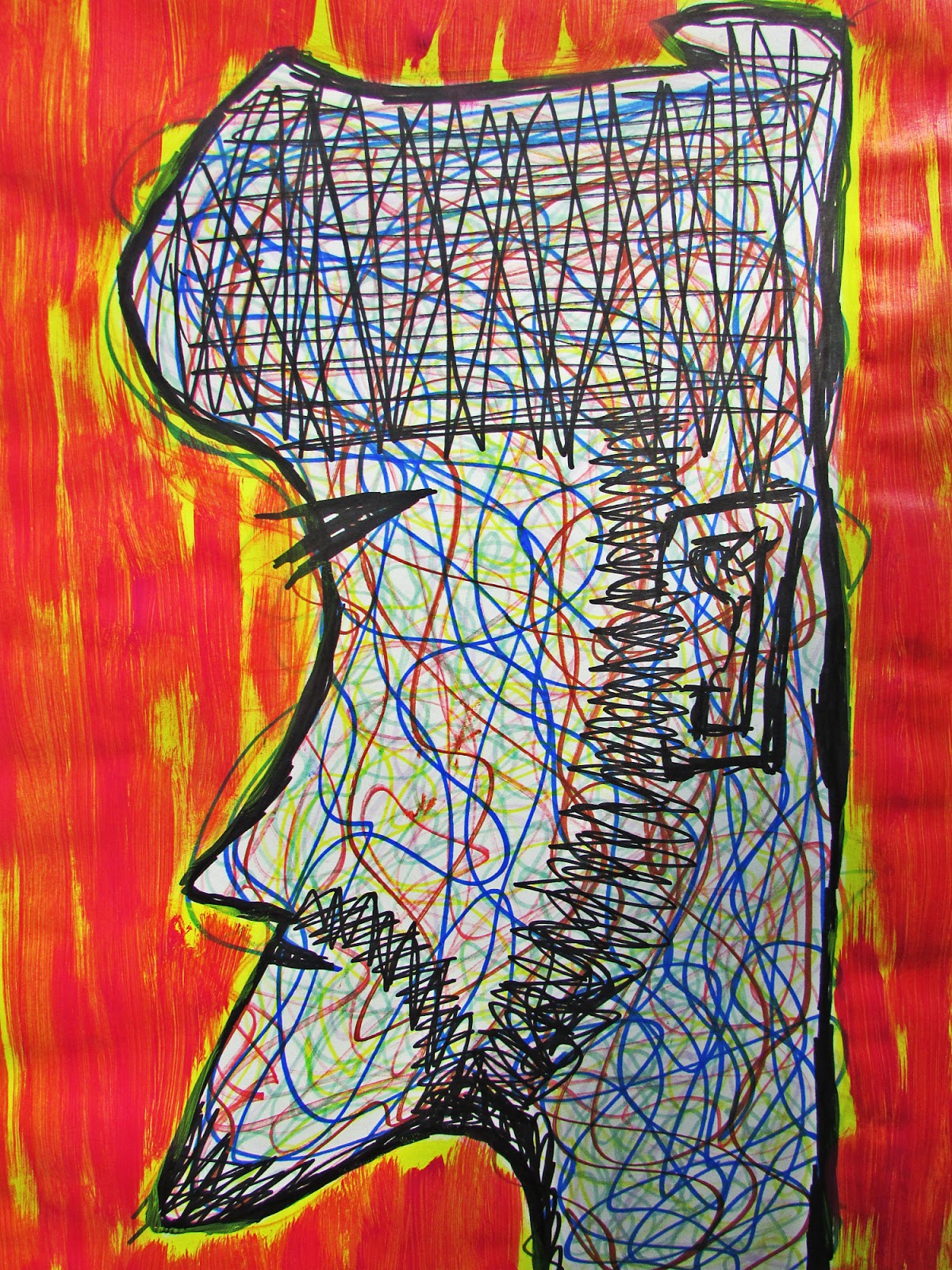 Mixed Media Musings: Jean Michel Basquiat Inspired Scribble Portraits