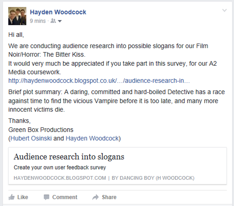 Dancing Boy A2 Blog: Audience research into slogans