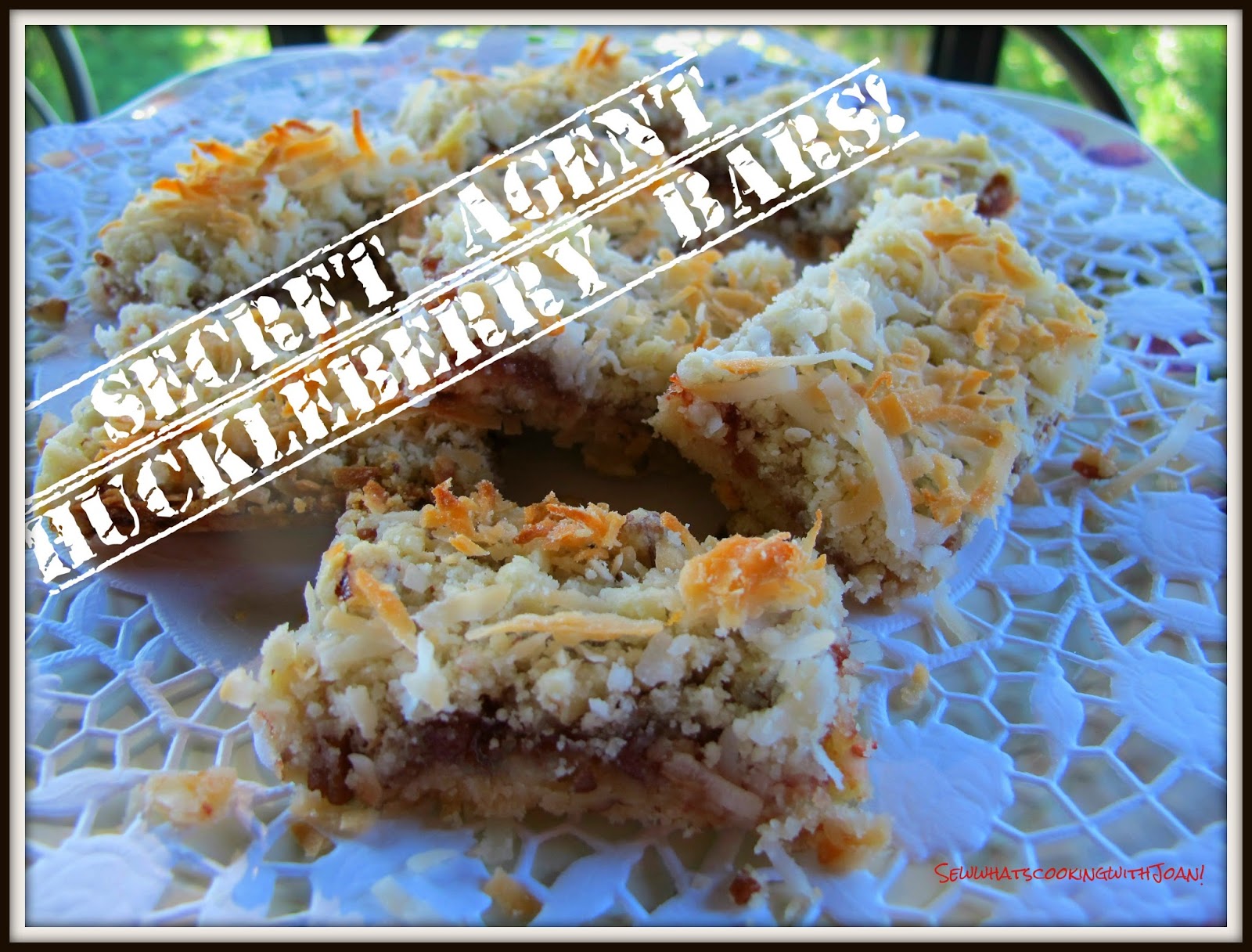 Sew what's cooking with Joan!: Secret Agent Huckleberry Bars!