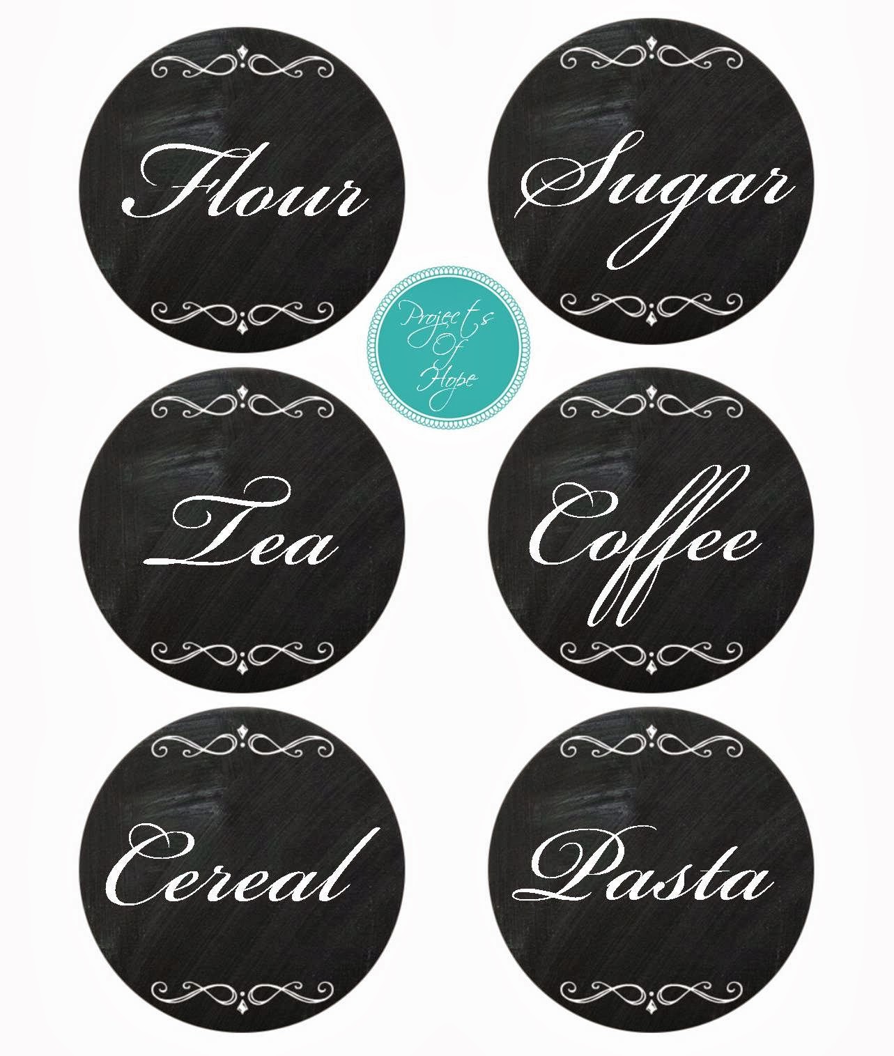 Projects of Hope: FREE Printables Kitchen Labels!