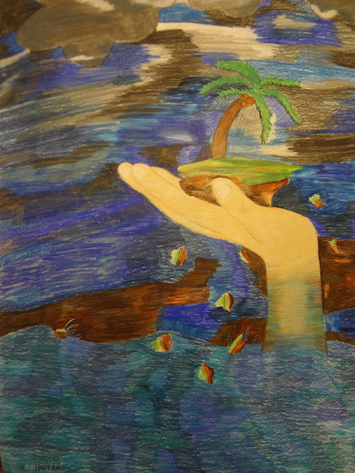 Sharpies, paint, and paper! Oh my!: High School Handscapes