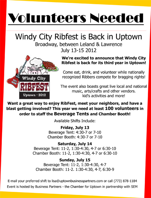 Uptown Update: Volunteers Needed For RibFest