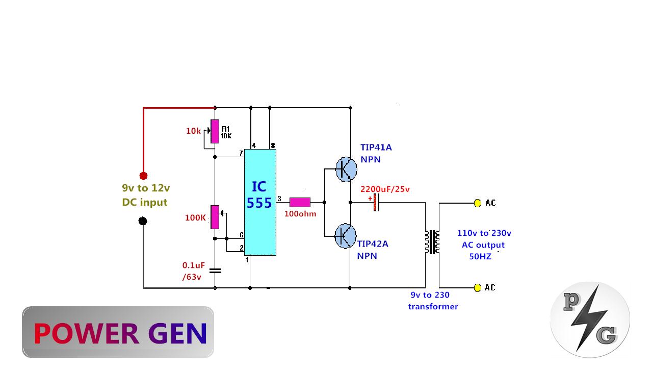 One mosfet IRFZ44n And 555ic based inverter