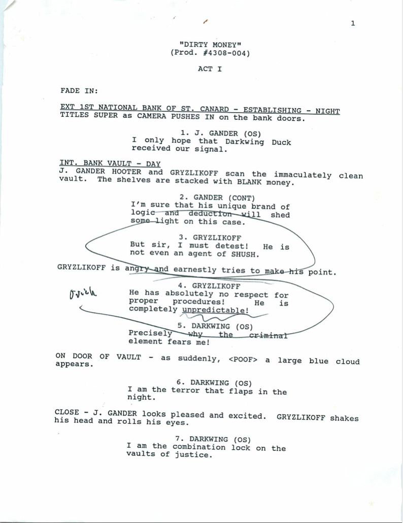 my little underground: Article #32125 & 6 - The Darkwing Duck Scripts ...