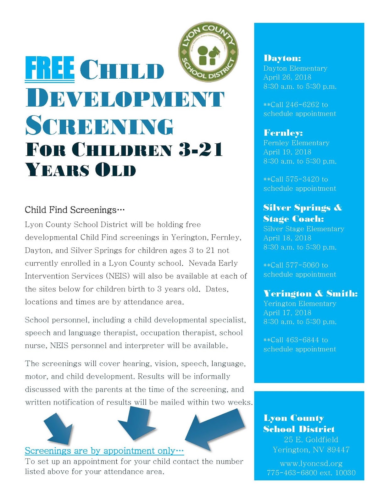 Free Child Development Screening for Children 3-21 Years Old