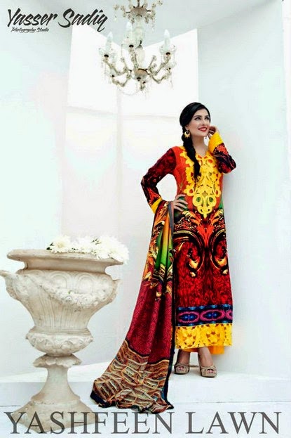 Yashfeen Lawn Summer Collection 2014-2015 | Ayeza Khan Photo-shoot For ...