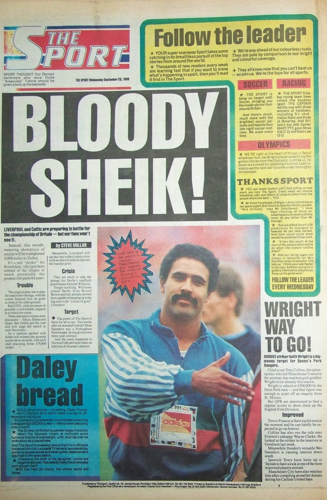 The Sport Newspaper 28 September 1988
