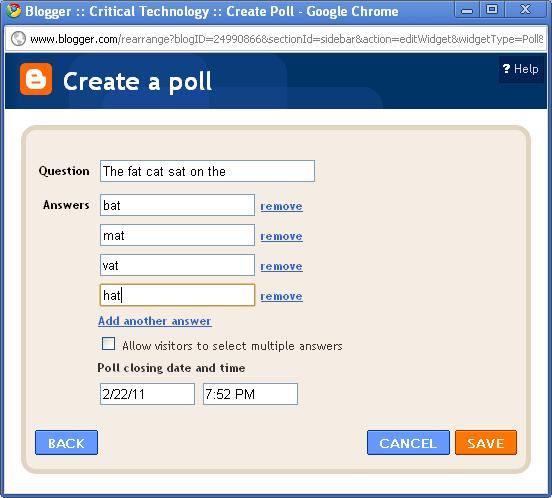 Critical Technology: Polling widgets in blogger