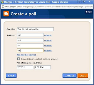 Critical Technology: Polling widgets in blogger