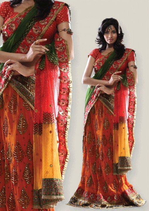 Indian Jewellery and Clothing: Latest designs of langa ooni/lehengas ...