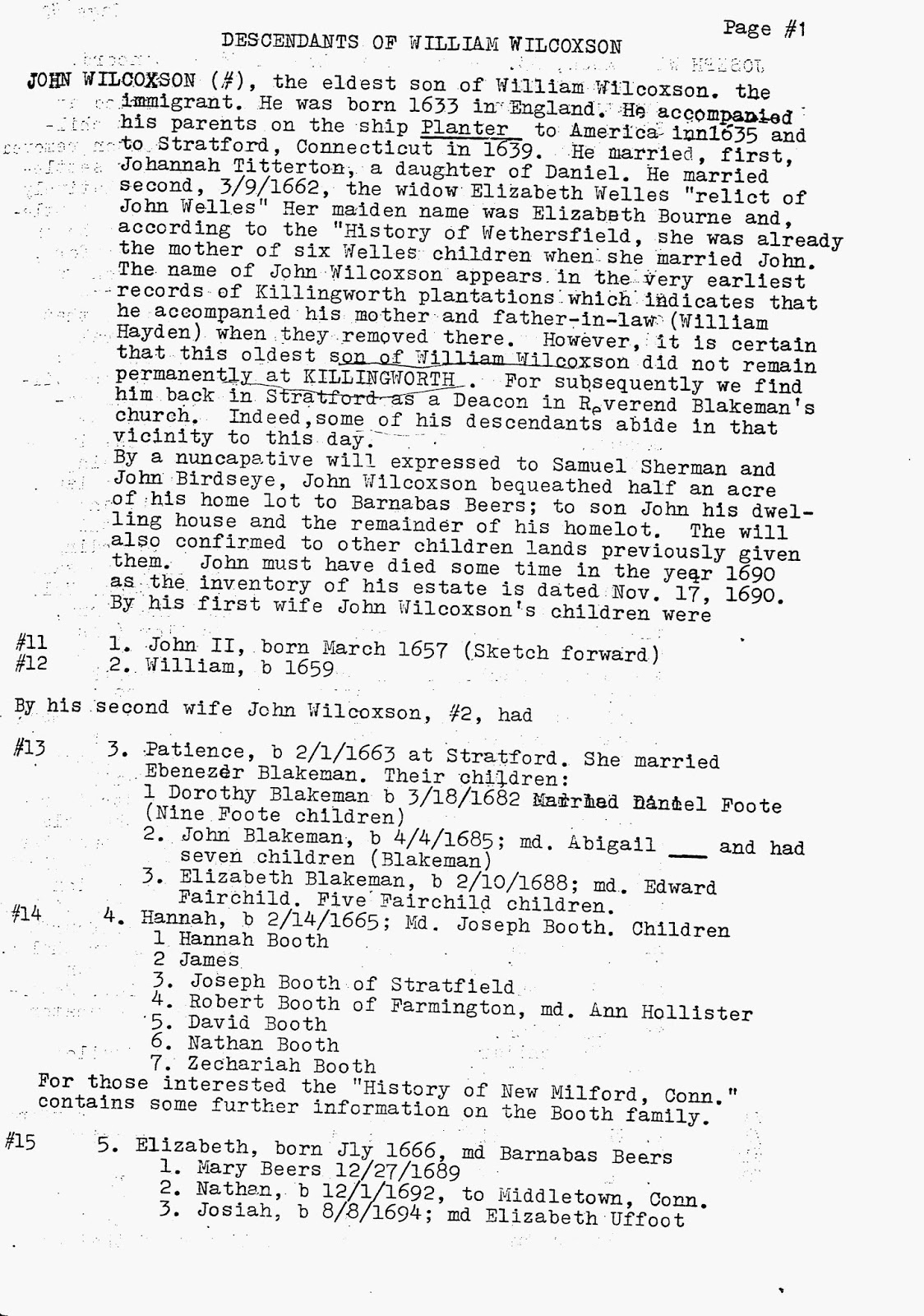 Three Family Trees: John Wilcoxson 9 times great grandfather