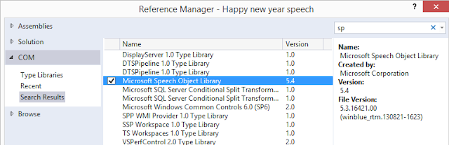 Happy New Year C Code Microsoft Speech Library Integration