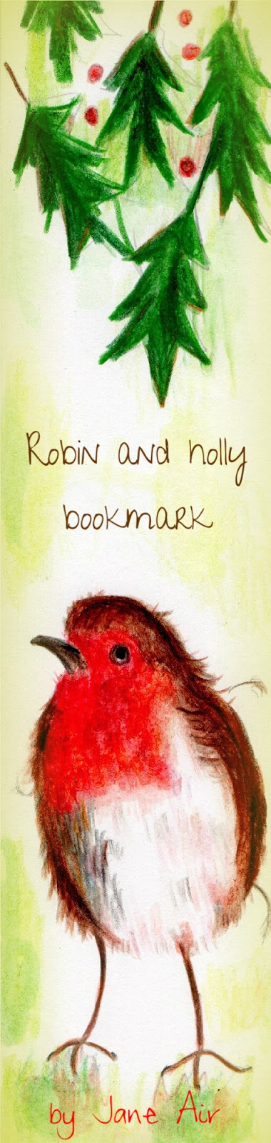 Jane Air Blog: Robin and holly bookmark created 26 November