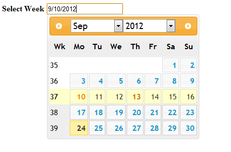Jquery : Jquery Date picker to display only month and year or only week