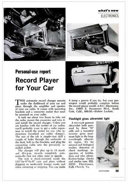 The '60s at 50: Undated: Record players for cars
