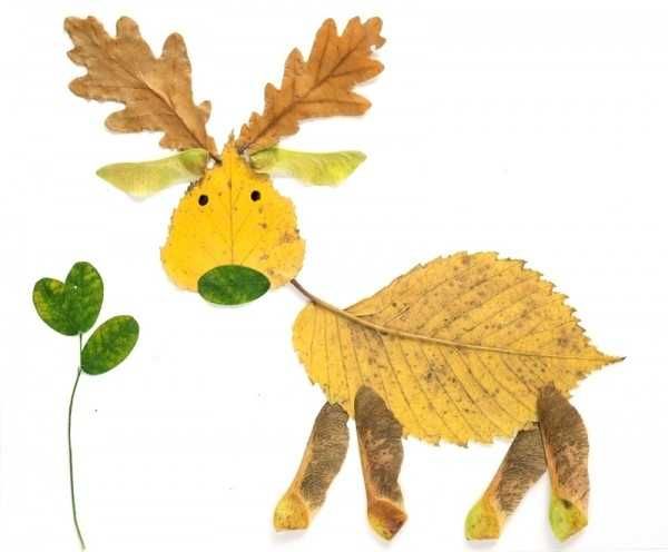 animal figure made of leaves ~ projects ideas art and craft