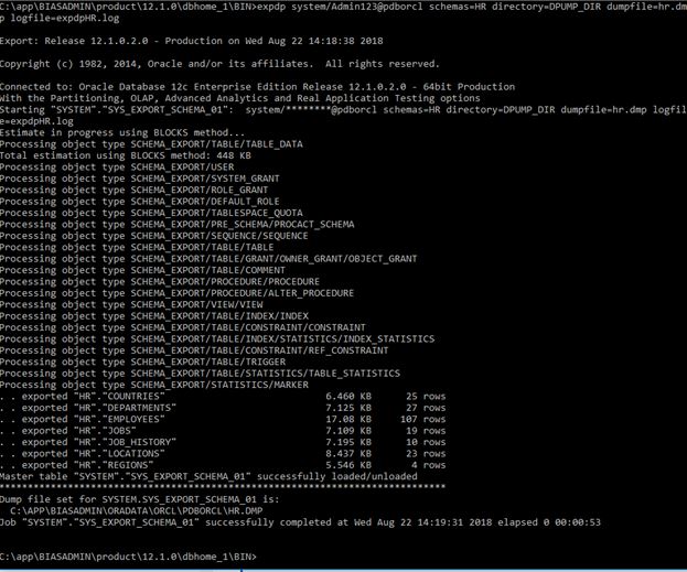 Info Imply@Ravi: Exporting and importing dmp file in oracle database 12c