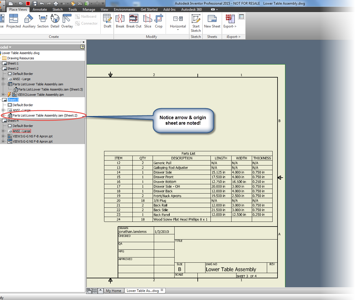 The sheet shown in it's destination.