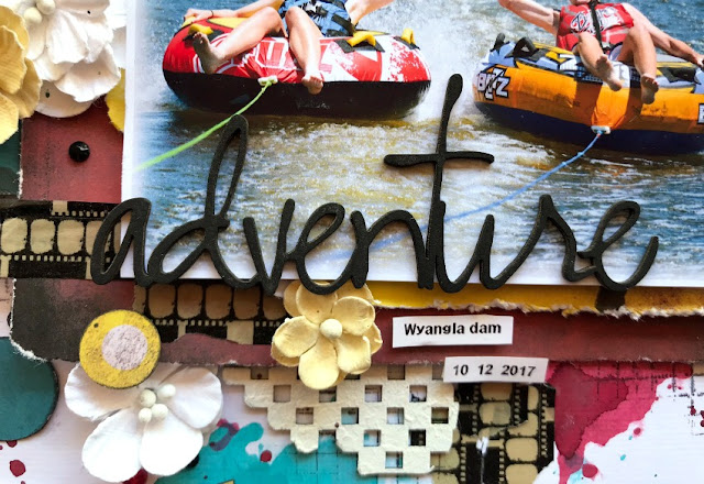 2 Crafty Chipboard : 'Adventure' layout by Rachael Funnell