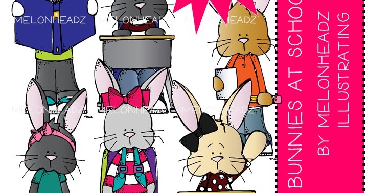 Bunnies clip art - At School - Mini