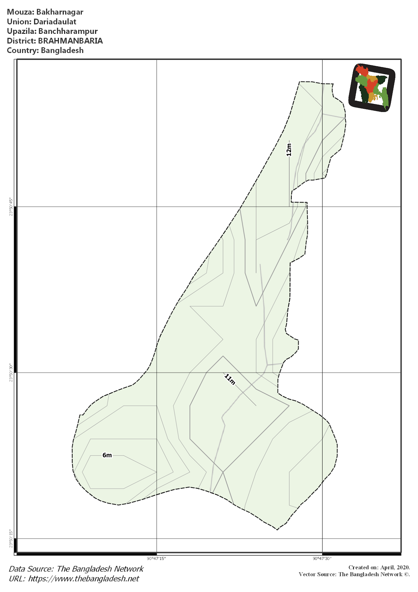 Map of Bakharnagar Mouza, Banchharampur, Brahmanbaria