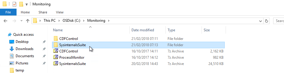Remote use of Microsoft SysInternals: example Procdump