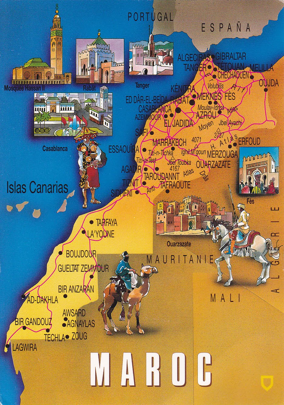 Postcard A La Carte: Morocco - Map postcard