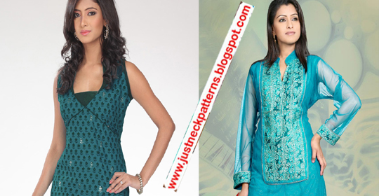 Beautiful indian Model wearing cross piping Neck Pattern 035 ~ Just ...