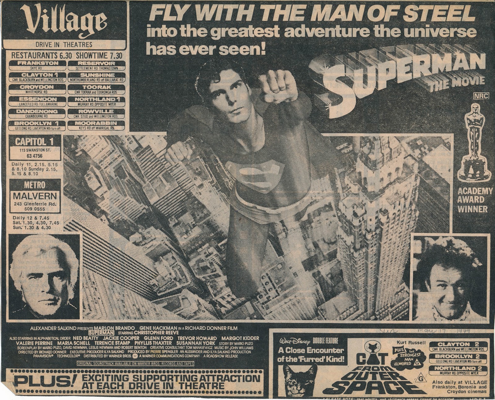 1970s and 80s Newspaper Movie Clippings: Superman (Christopher Reeve)