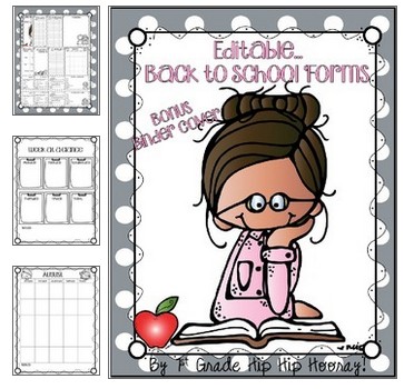 1st Grade Hip Hip Hooray!: Classroom Forms and Binder Cover...a freebie!