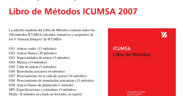 EXTRACCIÓN Y REFINACIÓN DE AZÚCAR: Libro de Métodos ICUMSA 2007