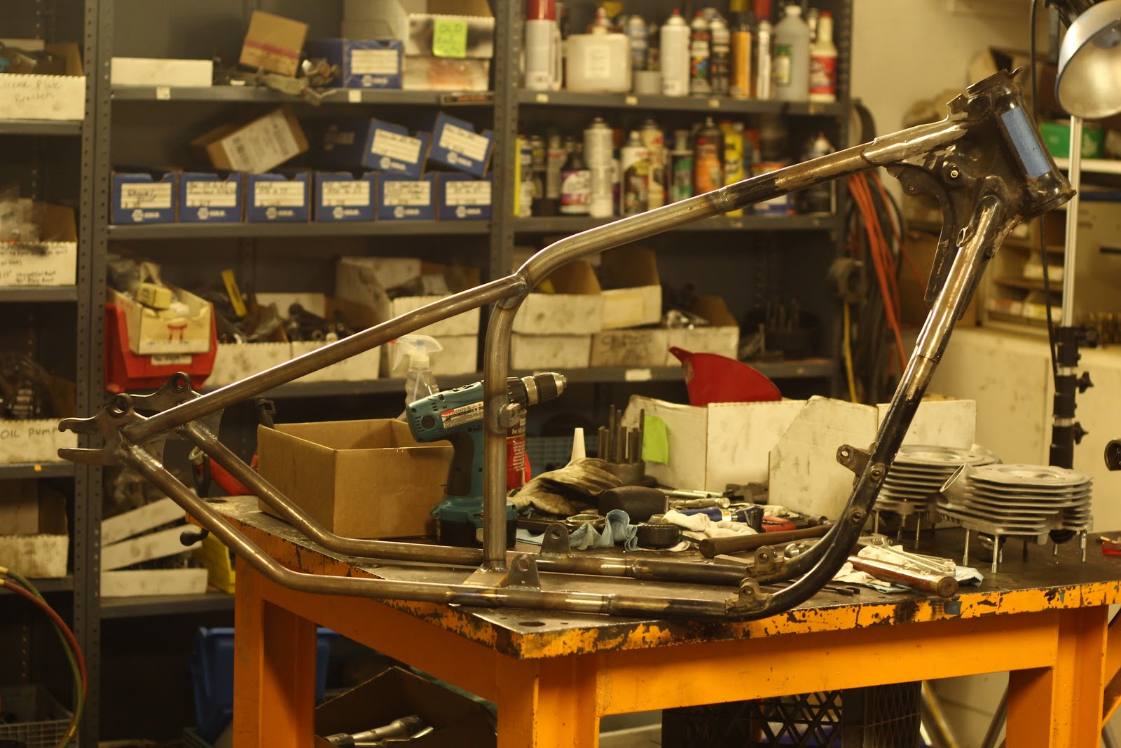 Old-STF Cycle: Hardtail Honda cb750 frame part 3