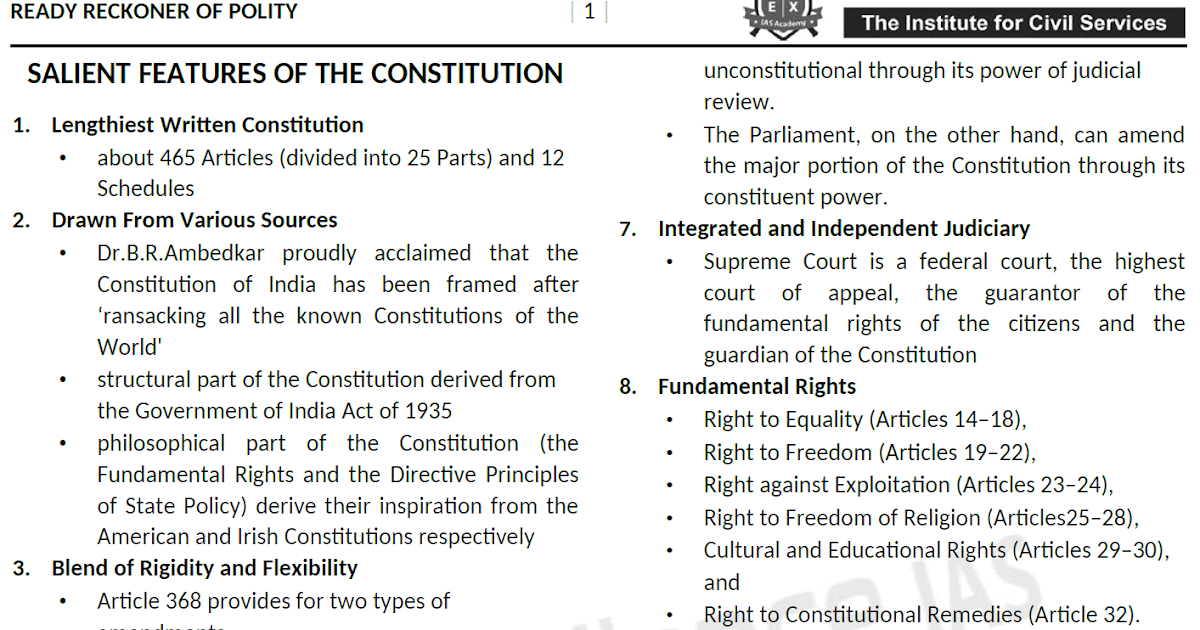Indian Polity Handout Notes pdf Download for UPSC CSE 2020