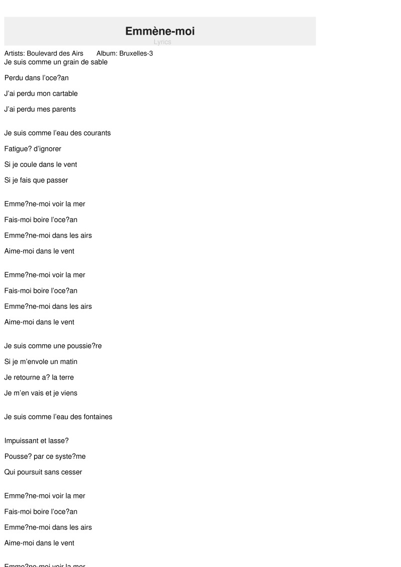 emmene moi voir la mer - France News Collections