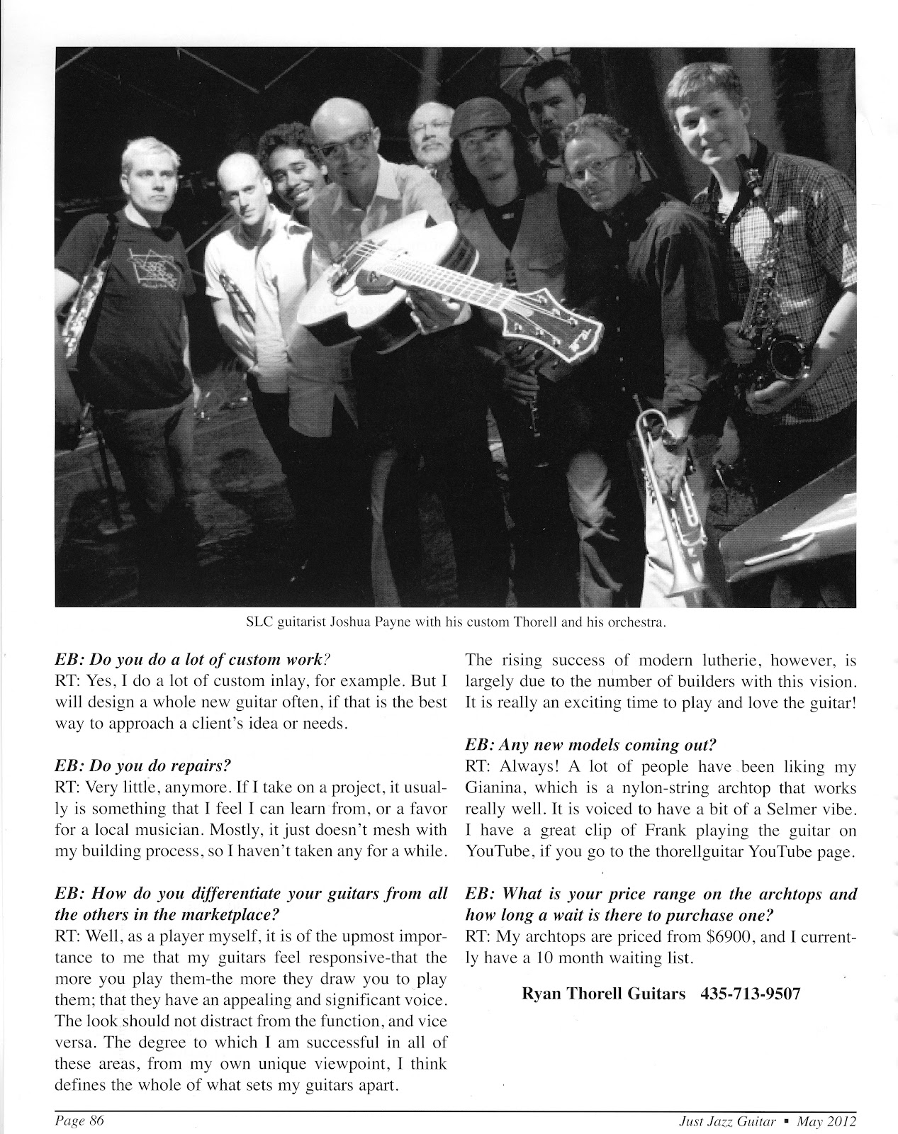 Thorell Blog: Just Jazz Guitar Magazine Interview with Luthier Ryan ...