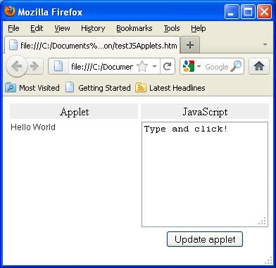 Javascript to Applet Communication - Example 2