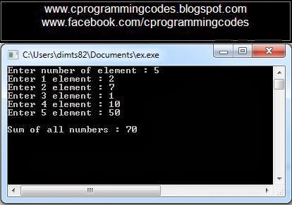 Programming In C: Calculating Sum of Number of elements