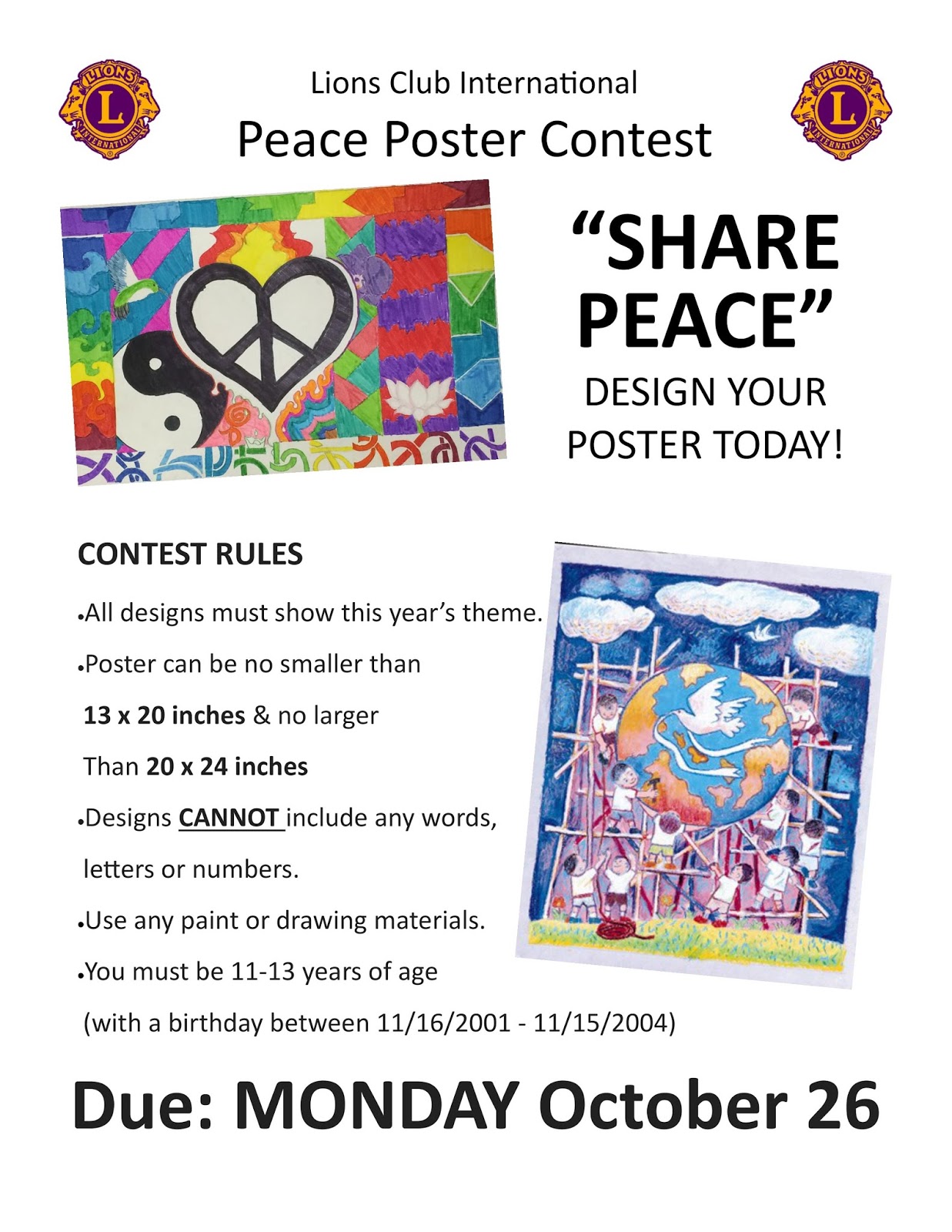 Blythewood Middle School: Peace Poster Contest 2015