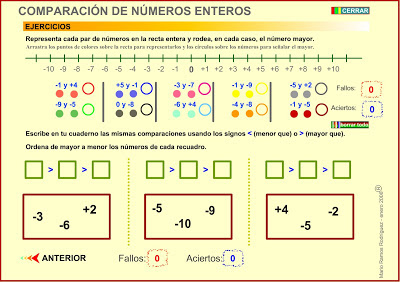 Comparación de números enteros - CEIP José Calderón