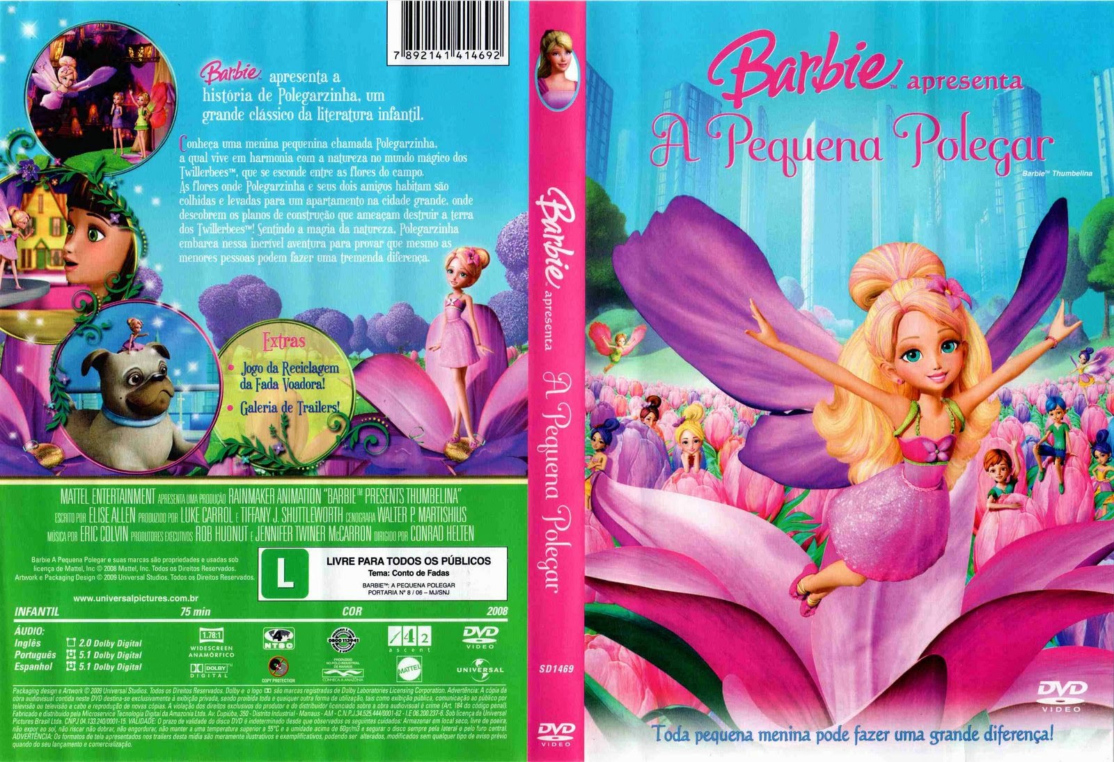 CAPAS DOS DVDS DA BARBIE: Capa Do Dvd Barbie Apresenta A Pequena Polegar
