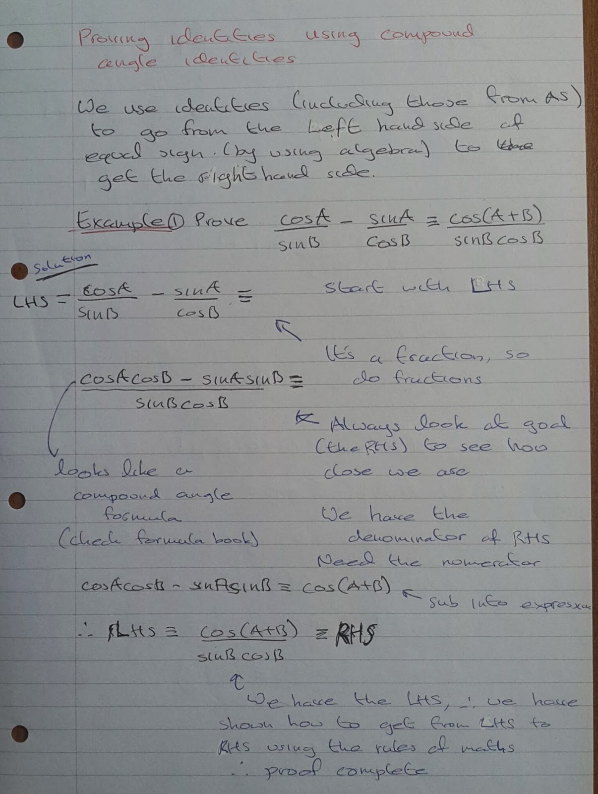 A Level Maths Notes: A2 Trigonometry II: Addition Formula Part 5