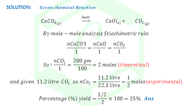 Welcome to Chem Zipper.com......: PERCENTAGE(%) YIELD OF CHEMICAL REACTION: