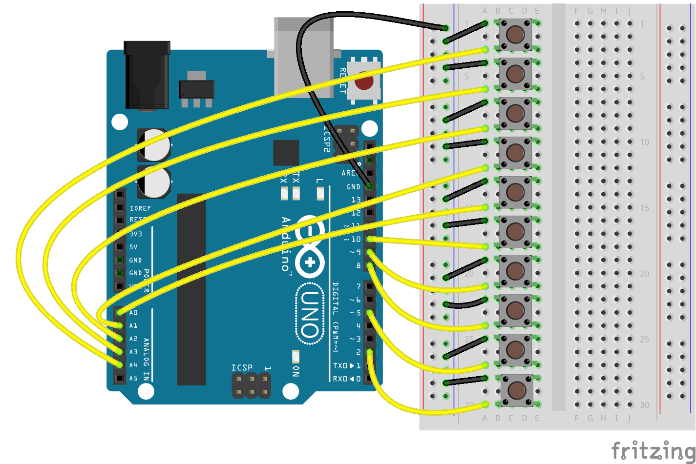 chriga's blog: Audino - Arduino MP3-Player (6) - Mehrere Knöpfe (digital)