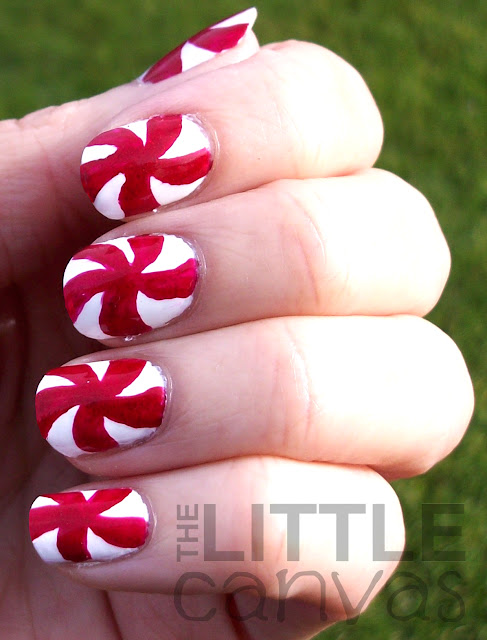 Peppermint Candy Nail Art - The Little Canvas
