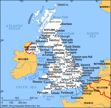 travel guide: Map of UK (United Kingdom) Political