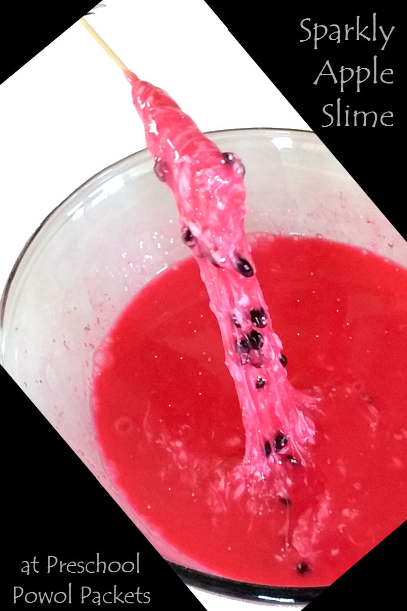 Red Sparkly Apple Slime Preschool Science Experiment | Preschool Powol ...